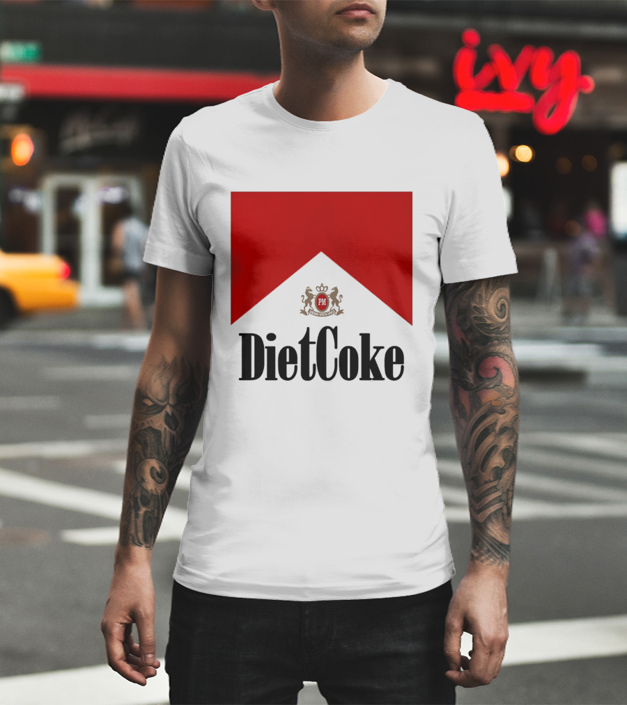 Diet Coke Marlboro Cigarettes Red V Shape PM Crest T-Shirt