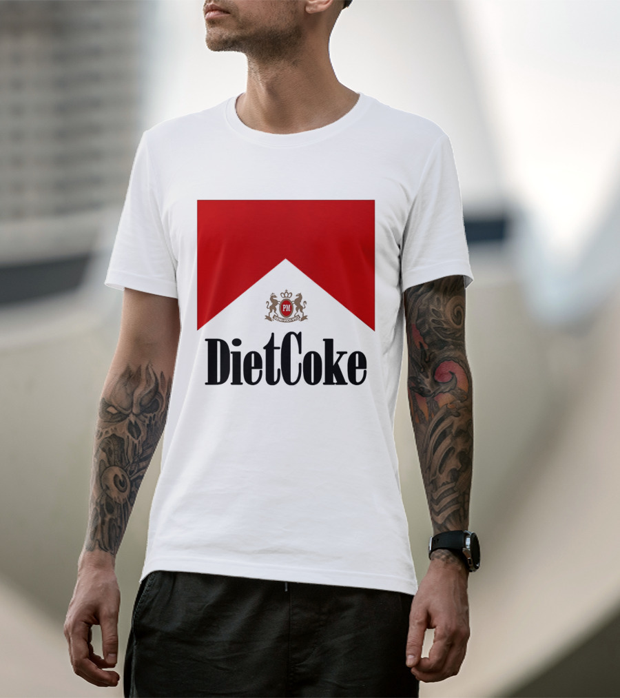 Diet Coke Marlboro Cigarettes Red V Shape PM Crest T-Shirt