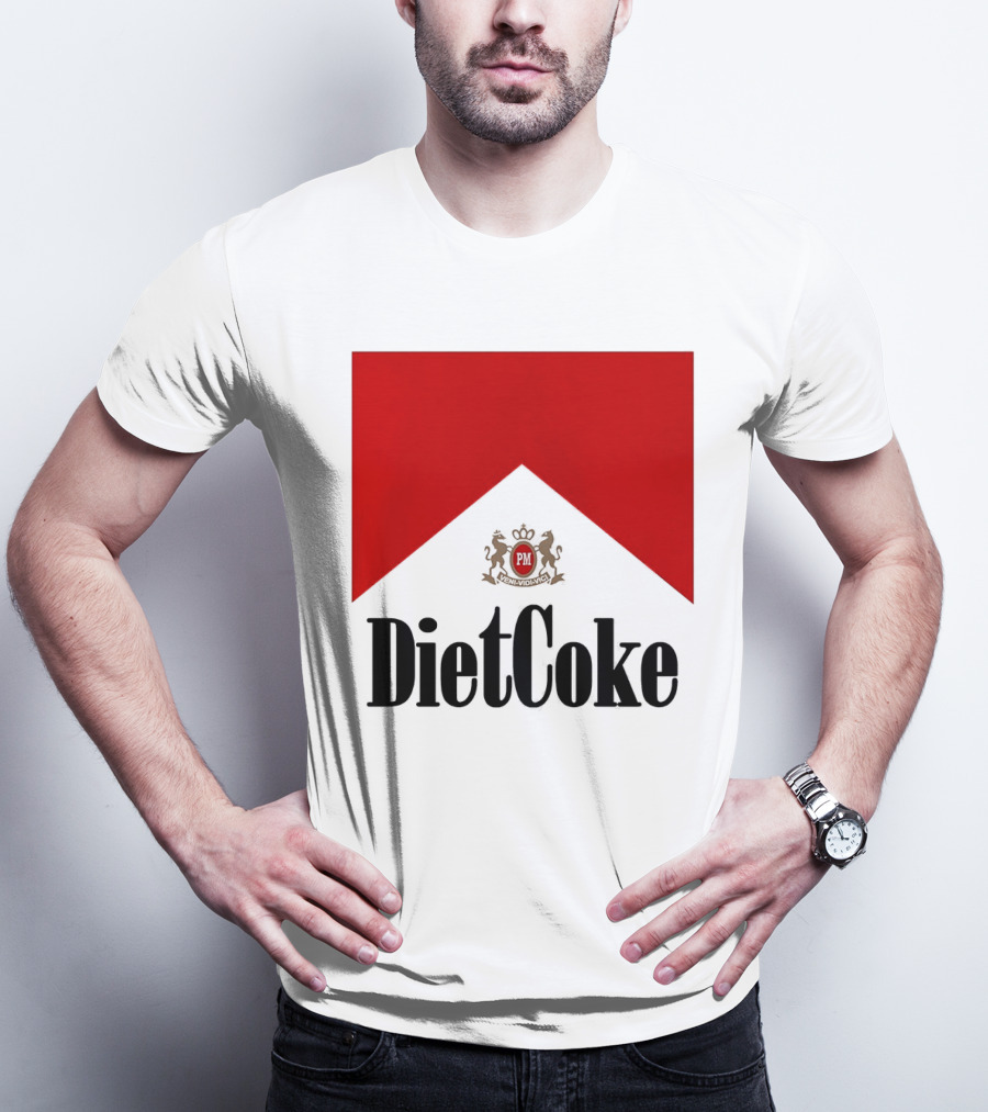 Diet Coke Marlboro Cigarettes Red V Shape PM Crest T-Shirt