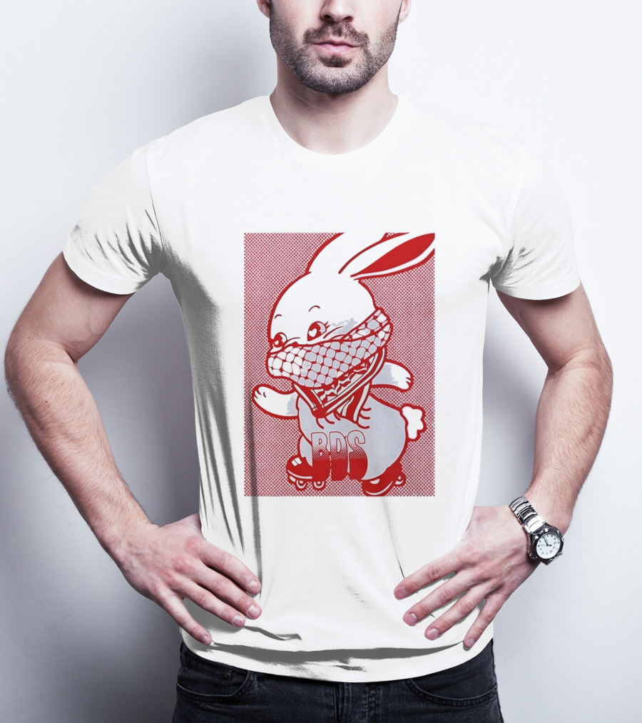 BDS Palestine Bunny With Keffiyeh And Roller Skates T-Shirt