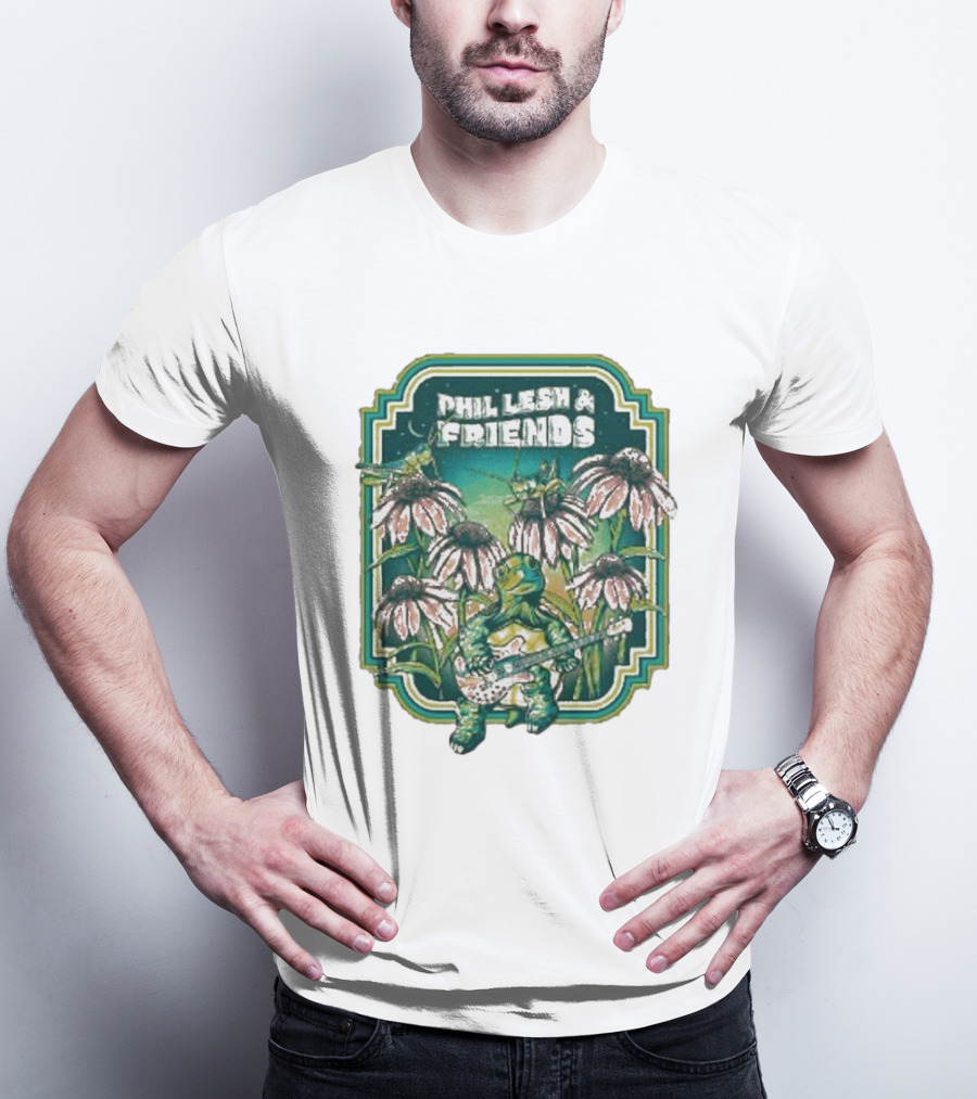 Phil Lesh And Friends Turtle Playing Guitar Among Flowers Butterfly T-Shirt