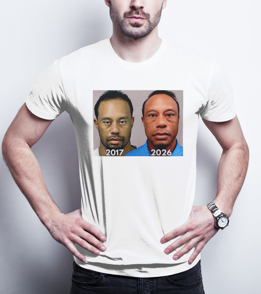 Tiger Woods Shot 2017 And 2026 Comparison T-Shirt