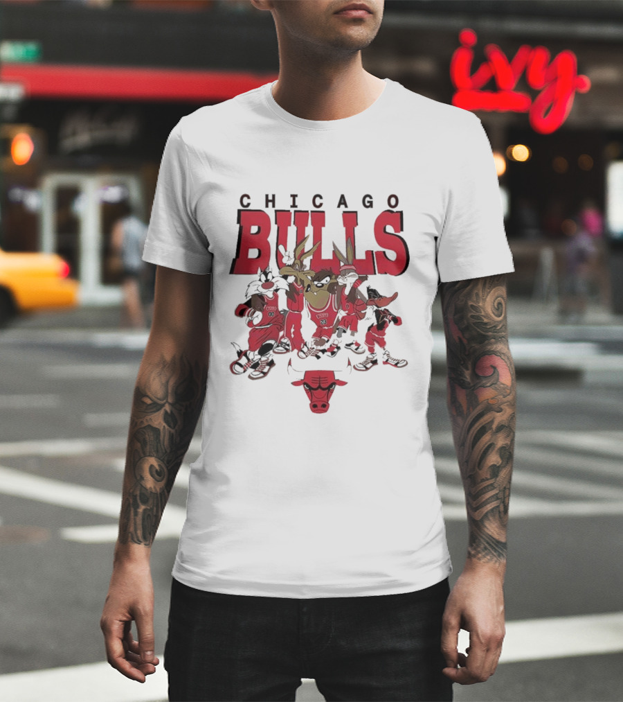 Chicago Bulls Looney Tunes NBA Basketball Characters Collab T-Shirt