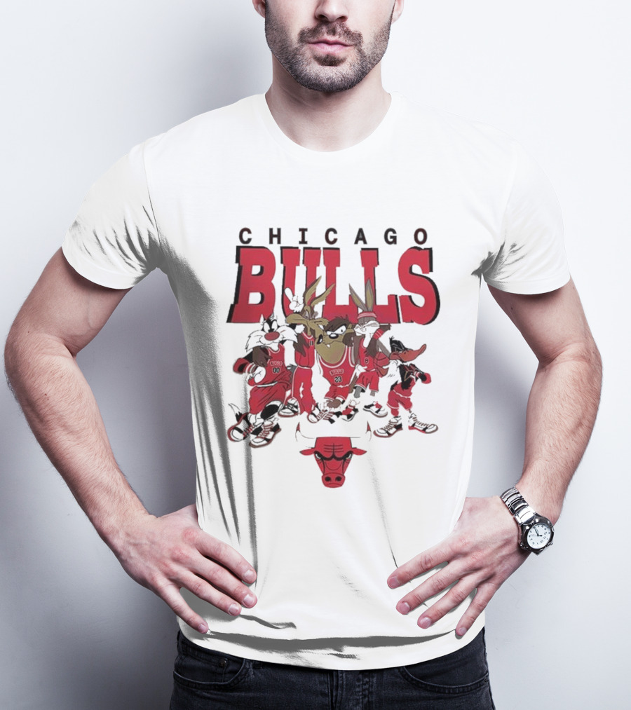 Chicago Bulls Looney Tunes NBA Basketball Characters Collab T-Shirt