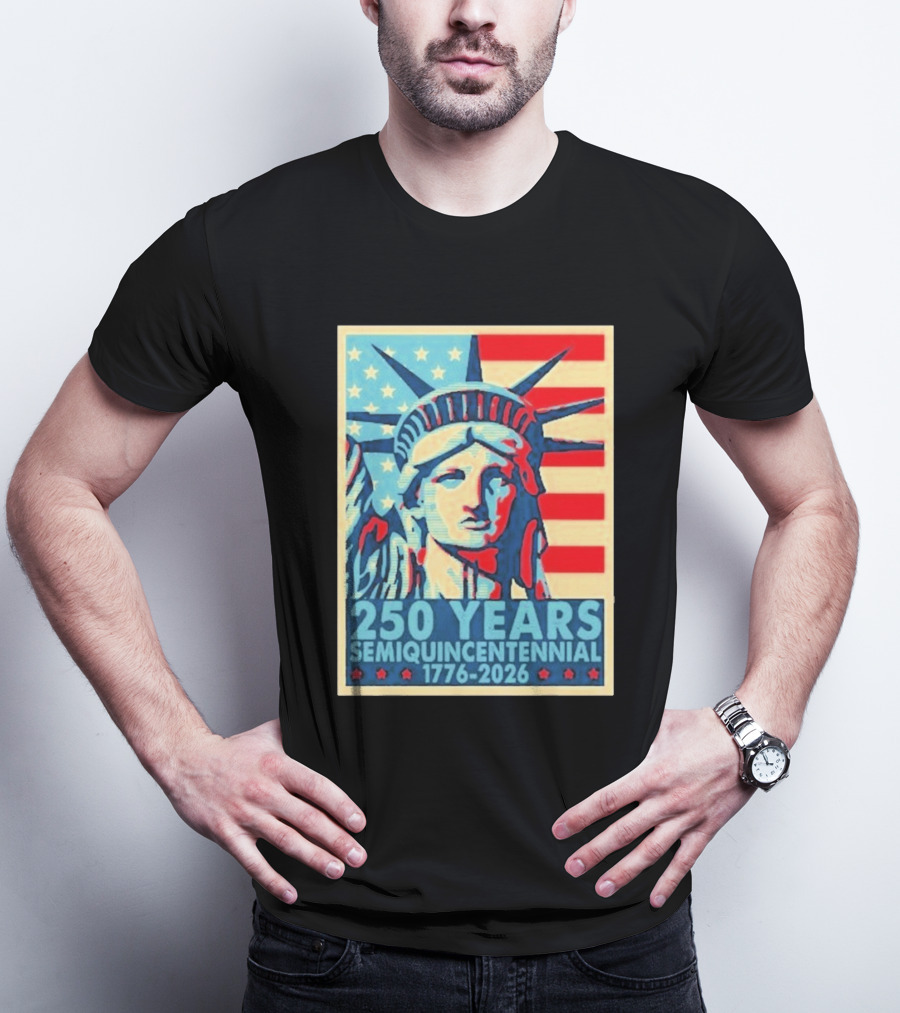 250 Years 1776 2026 Lady Liberty Semiquincentennial With American Flag T-Shirt