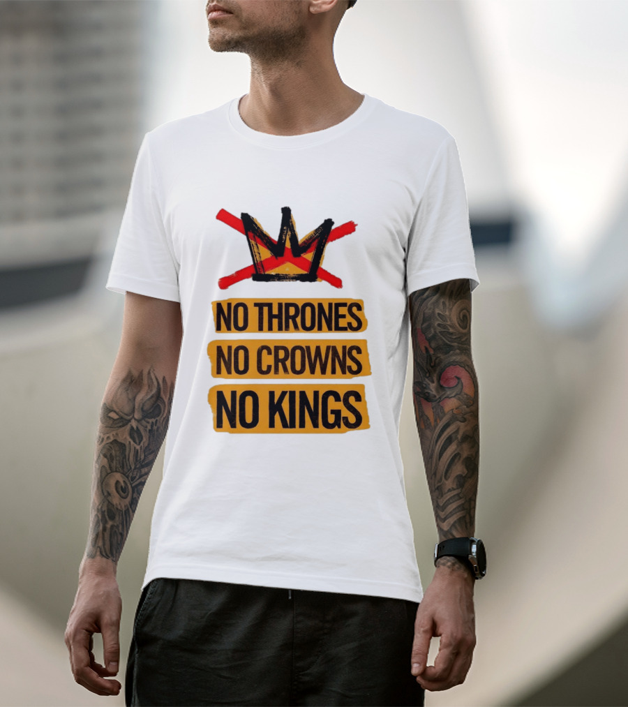 No Thrones No Crowns No Kings Crown Symbol Crossed Out In Red T-Shirt