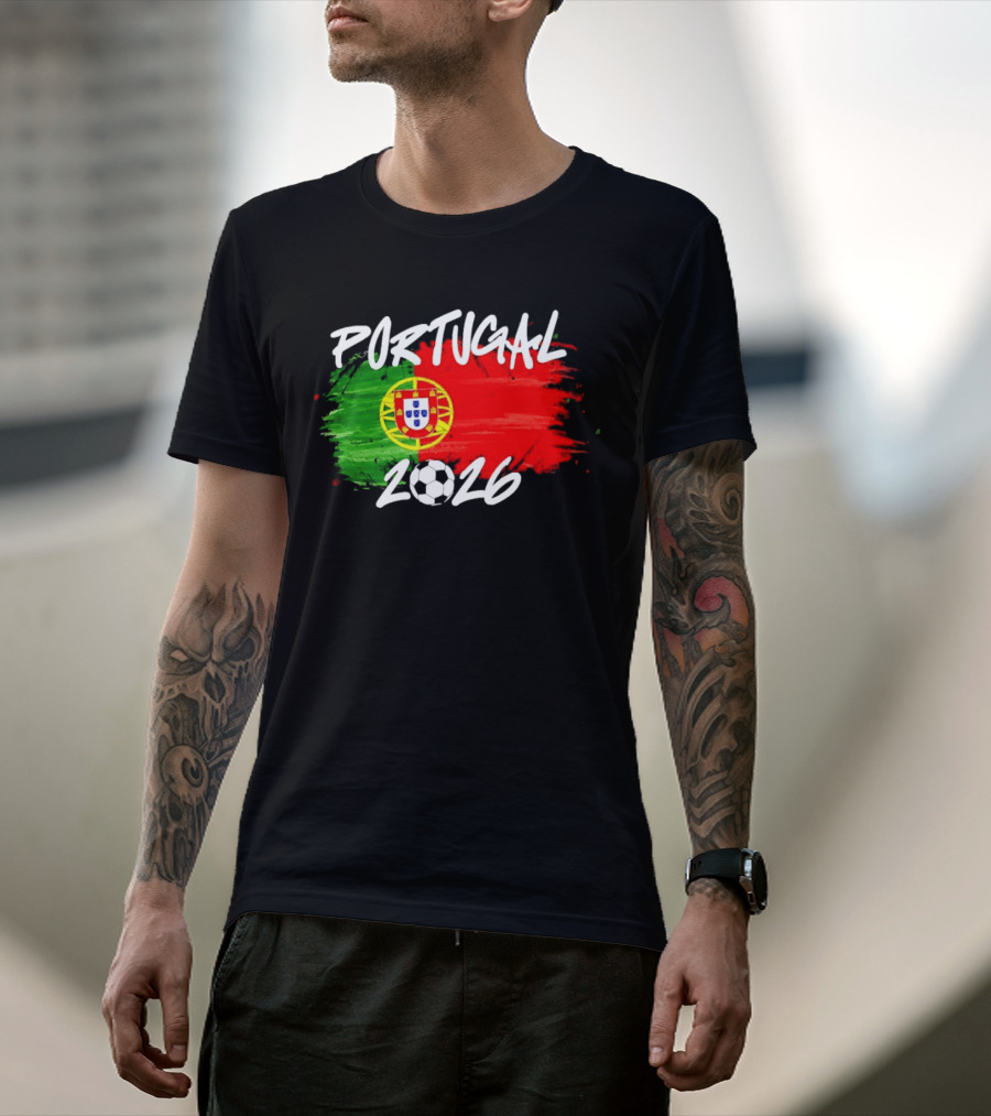 Portugal 2026 Flag With Soccer Ball Paintbrush T-Shirt