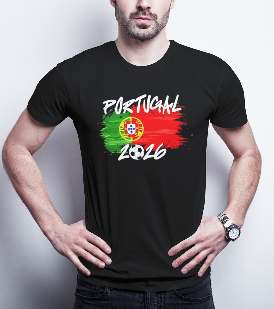 Portugal 2026 Flag With Soccer Ball Paintbrush T-Shirt