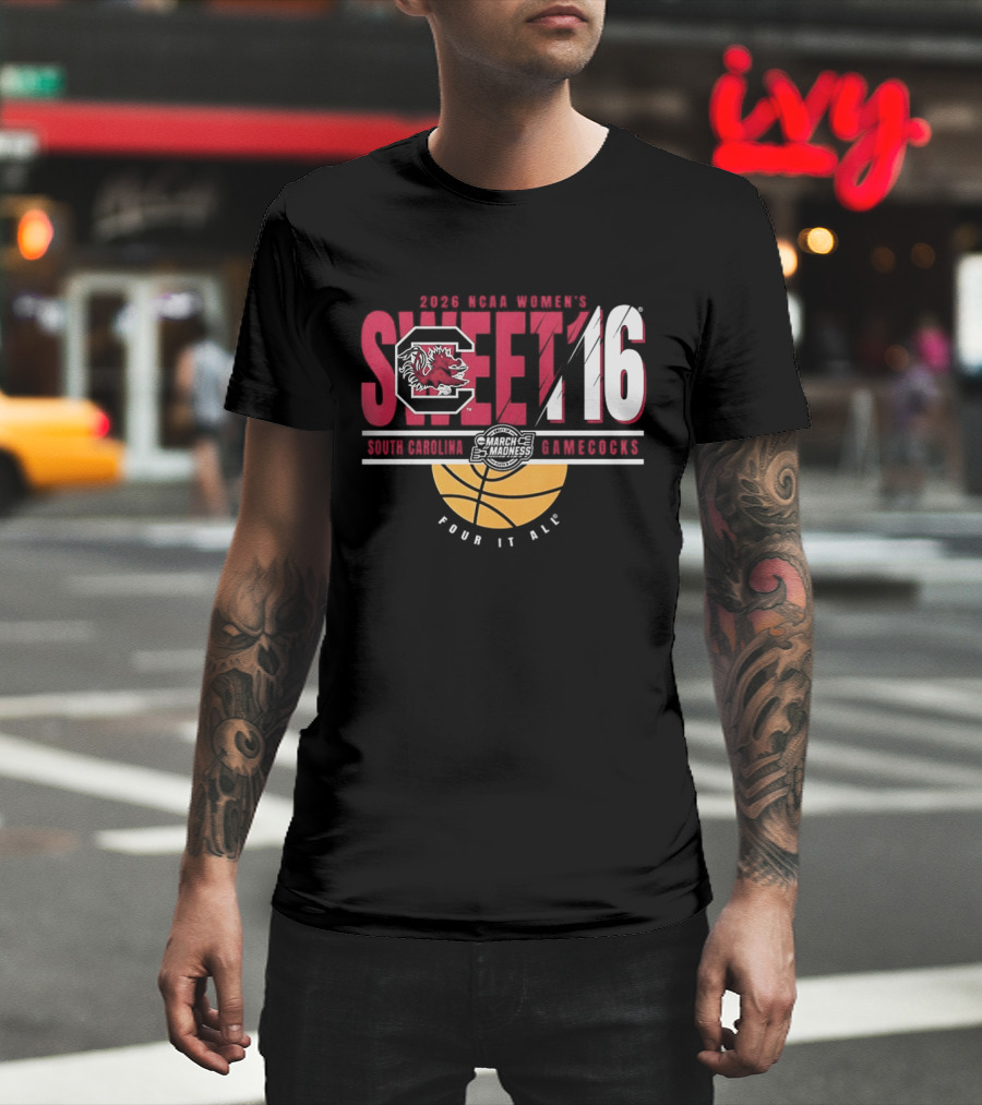 South Carolina Gamecocks NCAA Women's Basketball 2026 Sweet 16 Four It All Basketball T-Shirt