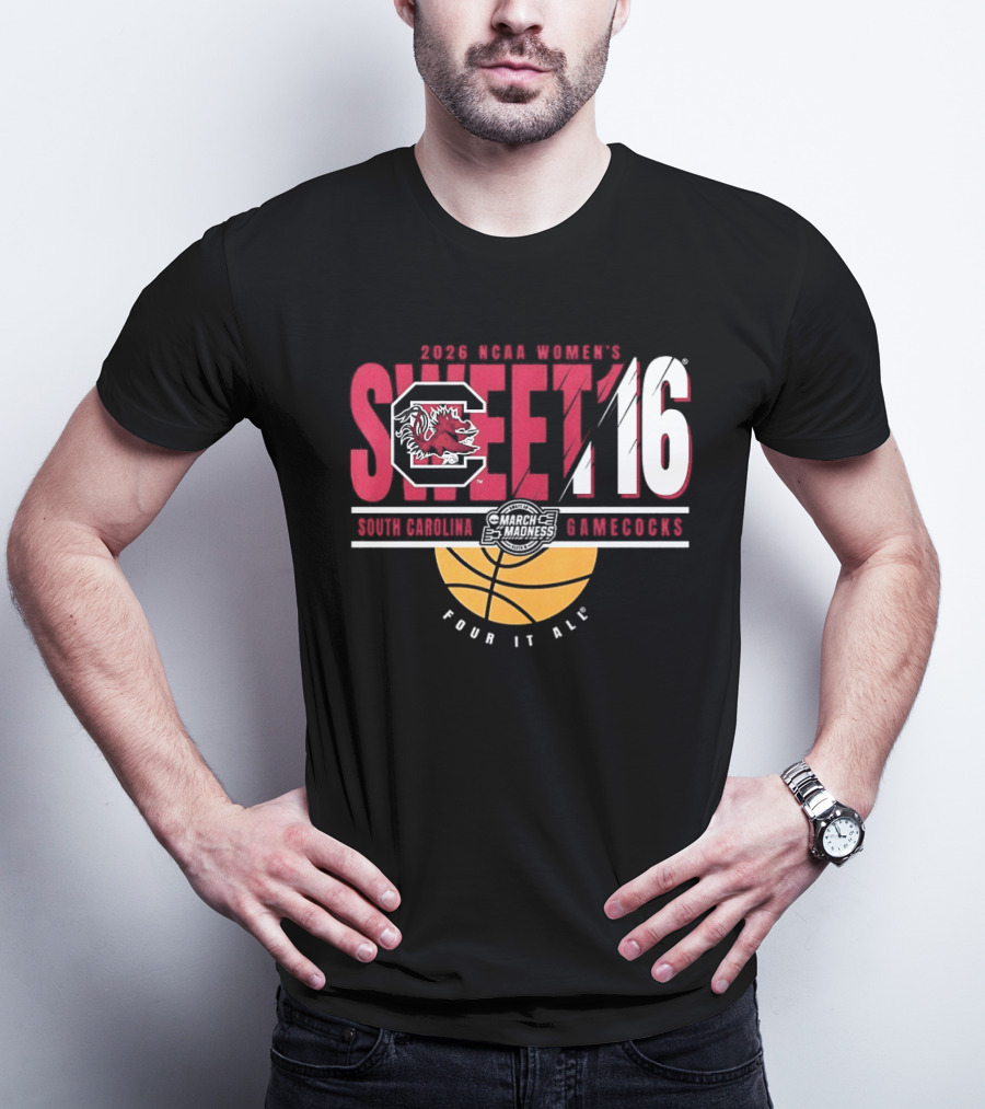 South Carolina Gamecocks NCAA Women's Basketball 2026 Sweet 16 Four It All Basketball T-Shirt