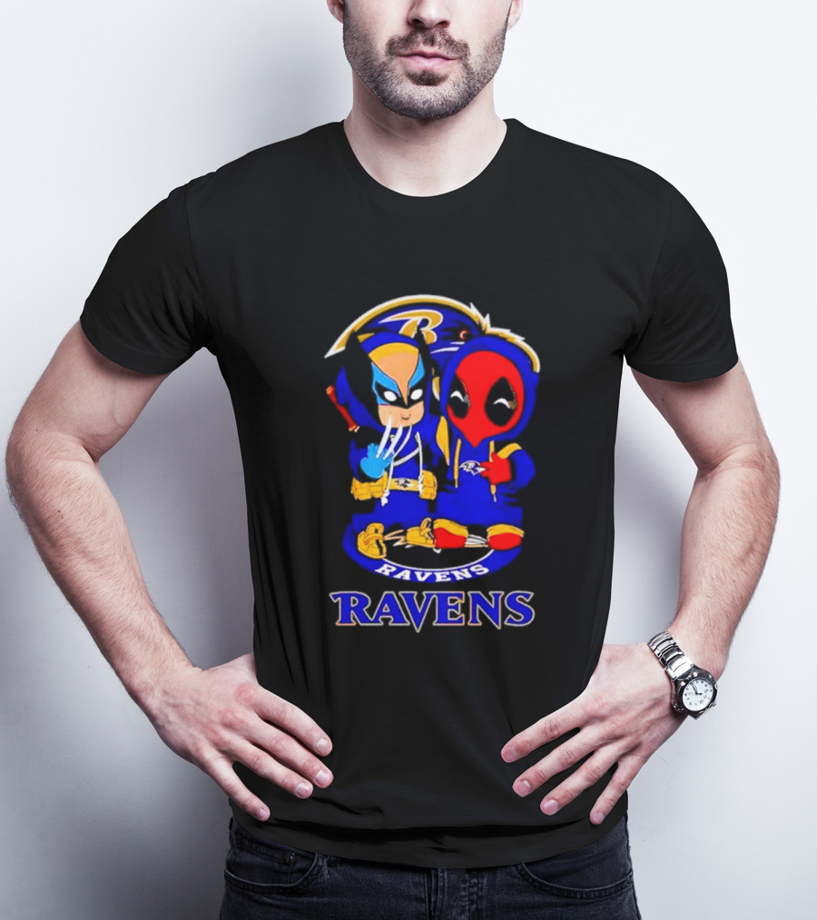 Baltimore Ravens Marvel Wolverine Deadpool True Friends Fan Gear T-Shirt