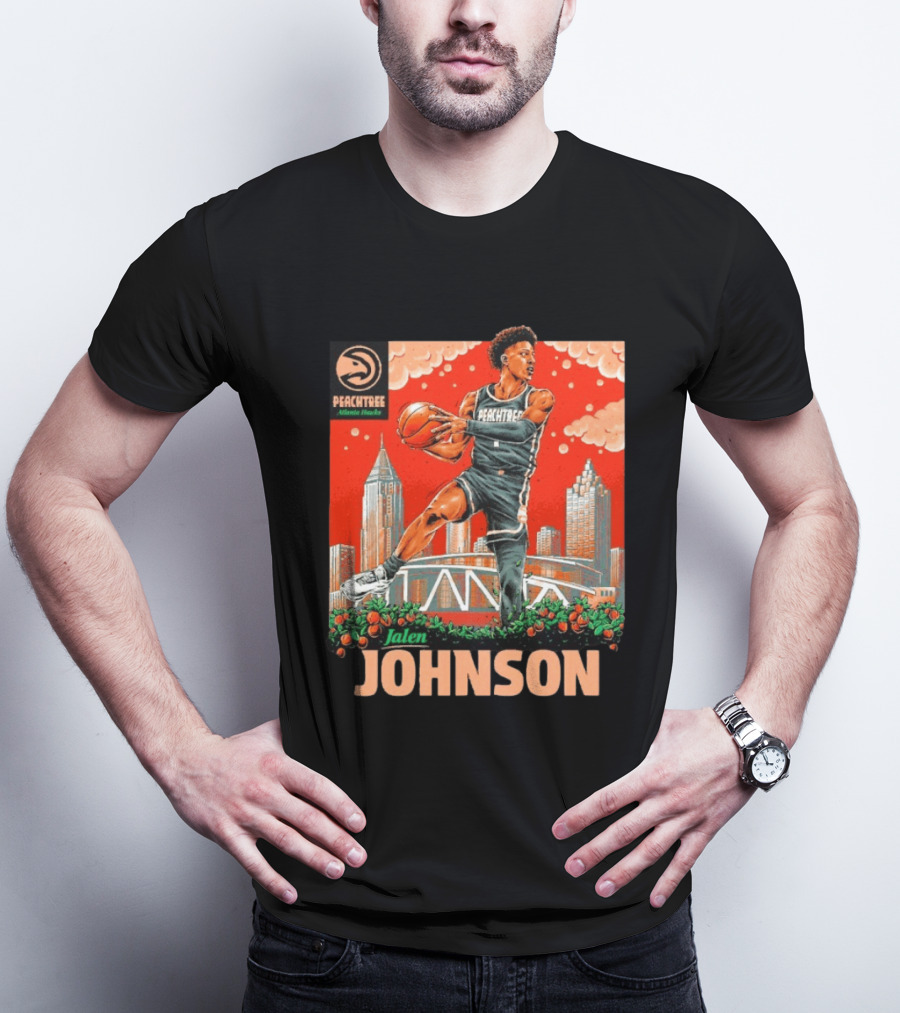Atlanta Hawks Jalen Johnson Peachtree Skyline Basketball T-Shirt