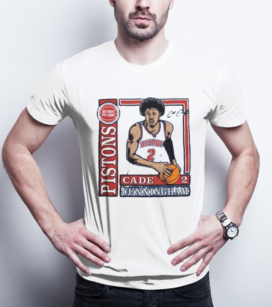 Detroit Pistons Cade Cunningham Basketball Number 2 T-Shirt
