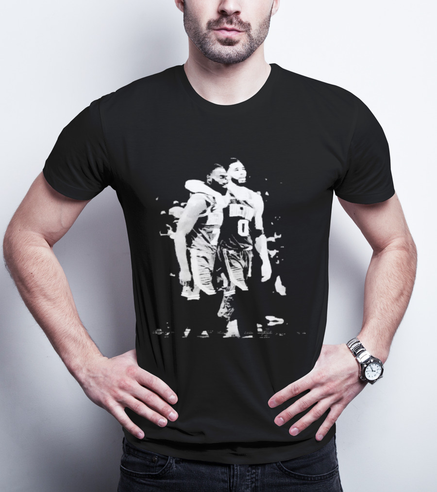 Jayson Tatum Jaylen Brown Boston Celtics NBA Players Teamwork Image T-Shirt