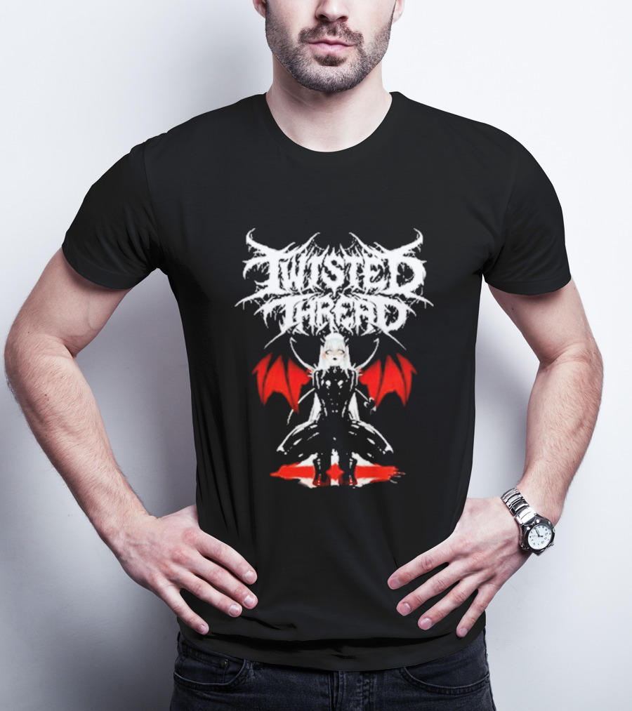 Twisted Thread Dark Angel Red Wings White T-Shirt