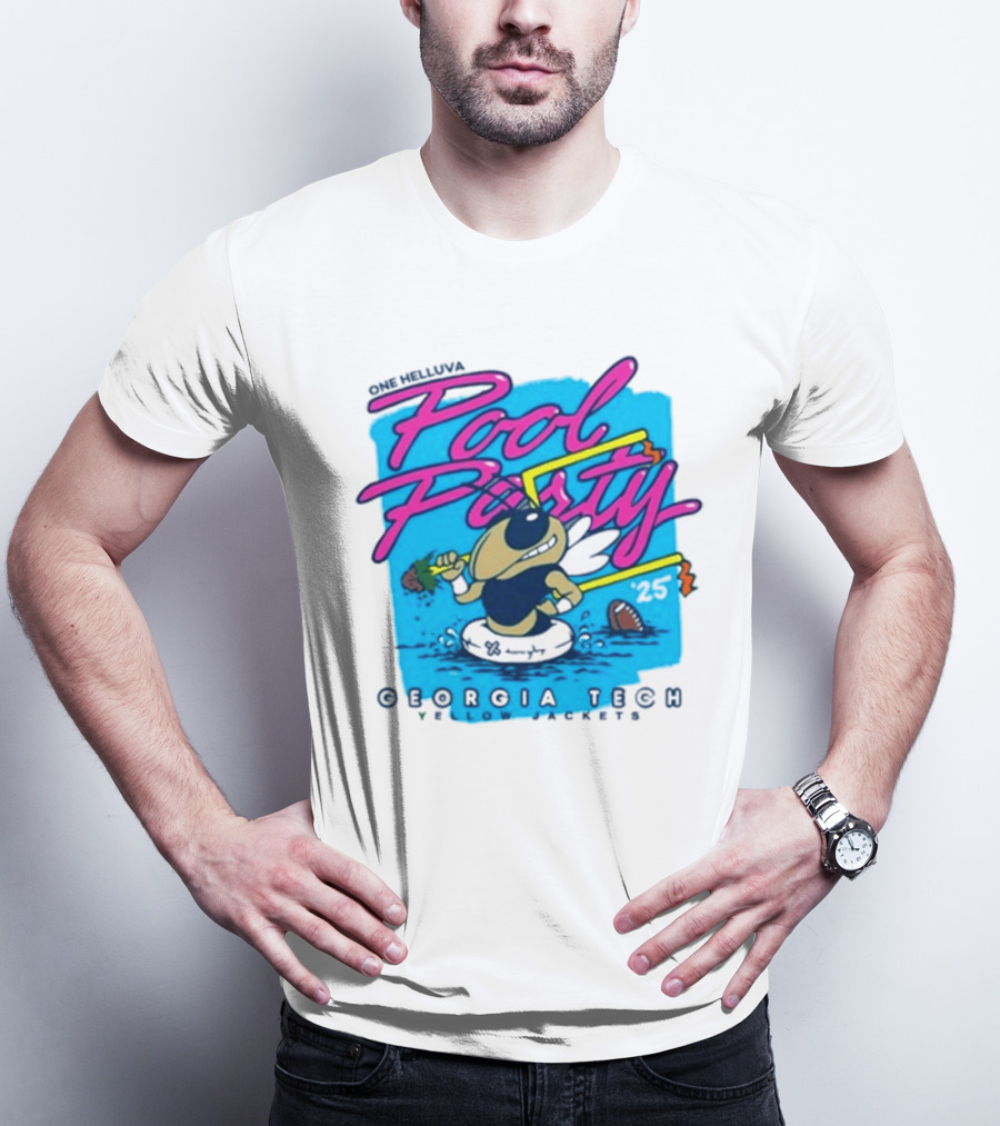 Georgia Tech Yellow Jackets Pool Party Buzz Drinking Summer Vibes T-Shirt