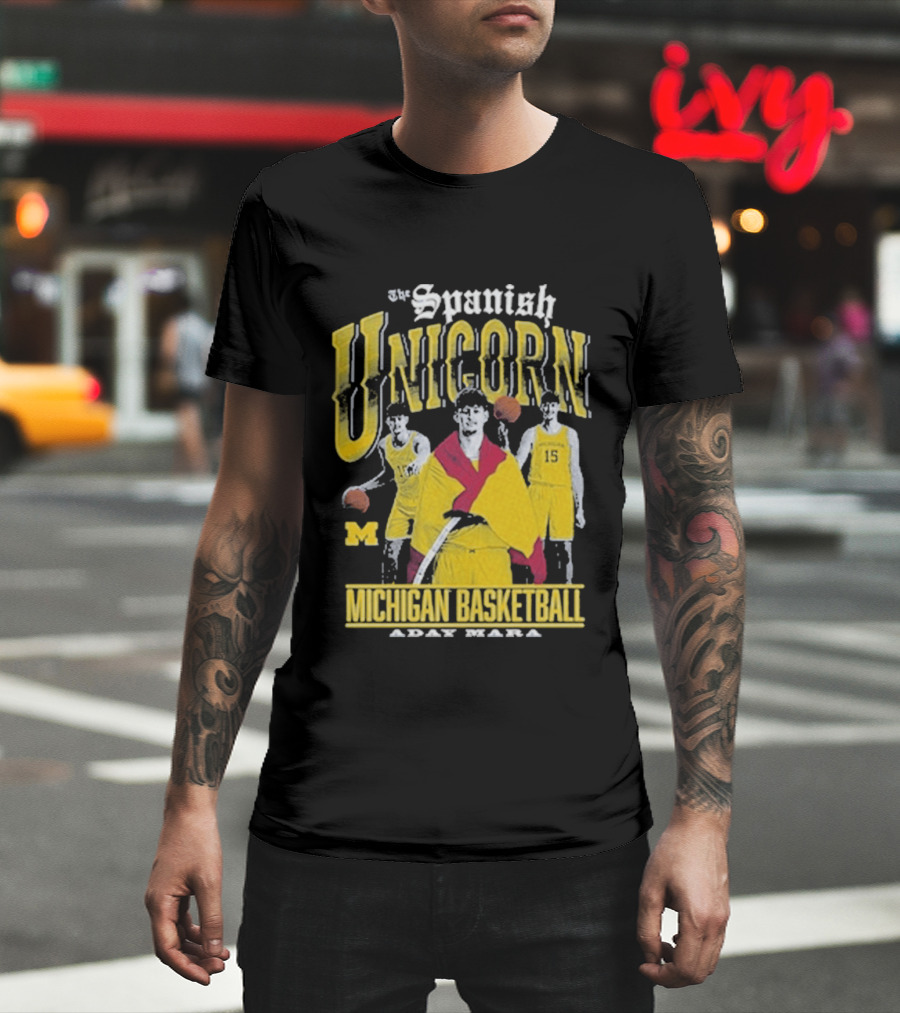 Spanish Unicorn Michigan Basketball Aday Mara Players With Basketball T-Shirt