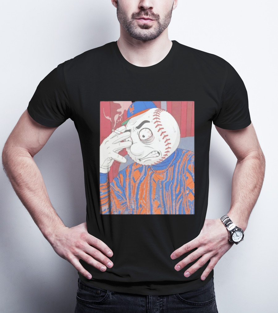 Mr. Met Stressed Smoking New York Mets Baseball Fan T-Shirt