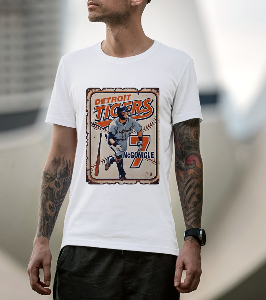 Detroit Tigers Baseball McGonigle Number 7 T-Shirt