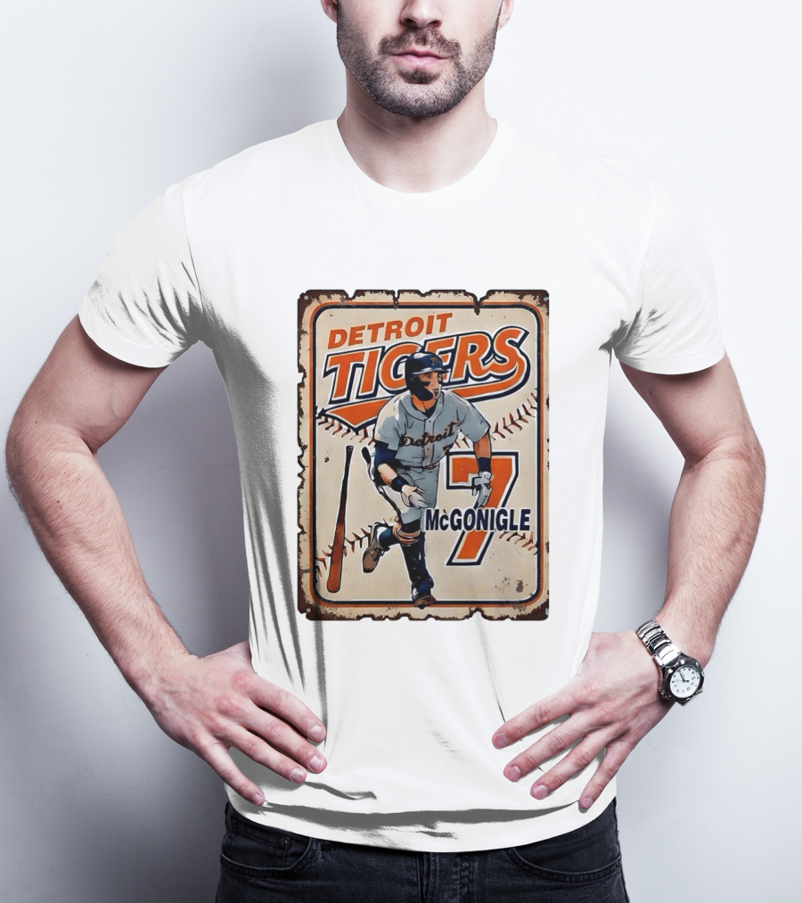 Detroit Tigers Baseball McGonigle Number 7 T-Shirt