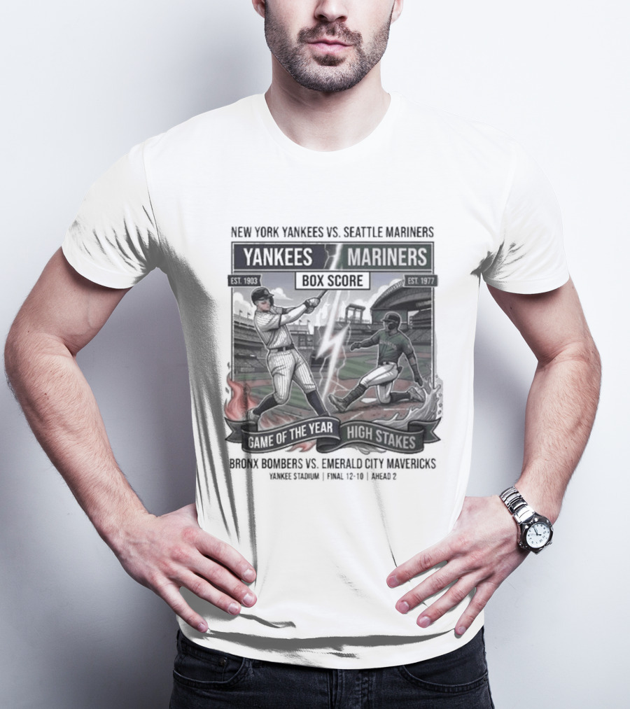 New York Yankees Seattle Mariners Box Score Game Of The Year T-Shirt