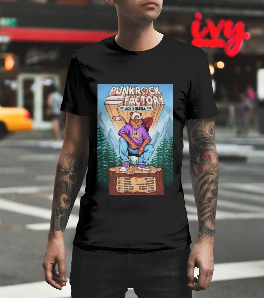 Punk Rock Factory Justin Beaver Tour 2026 Dates And Locations T-Shirt