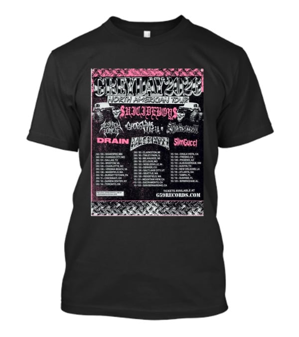 Grey Day 2026 North American Tour Suicide Boys, Destroy Lonely, Ghostemane, Drain, Slim Gucci With Schedule T-Shirt