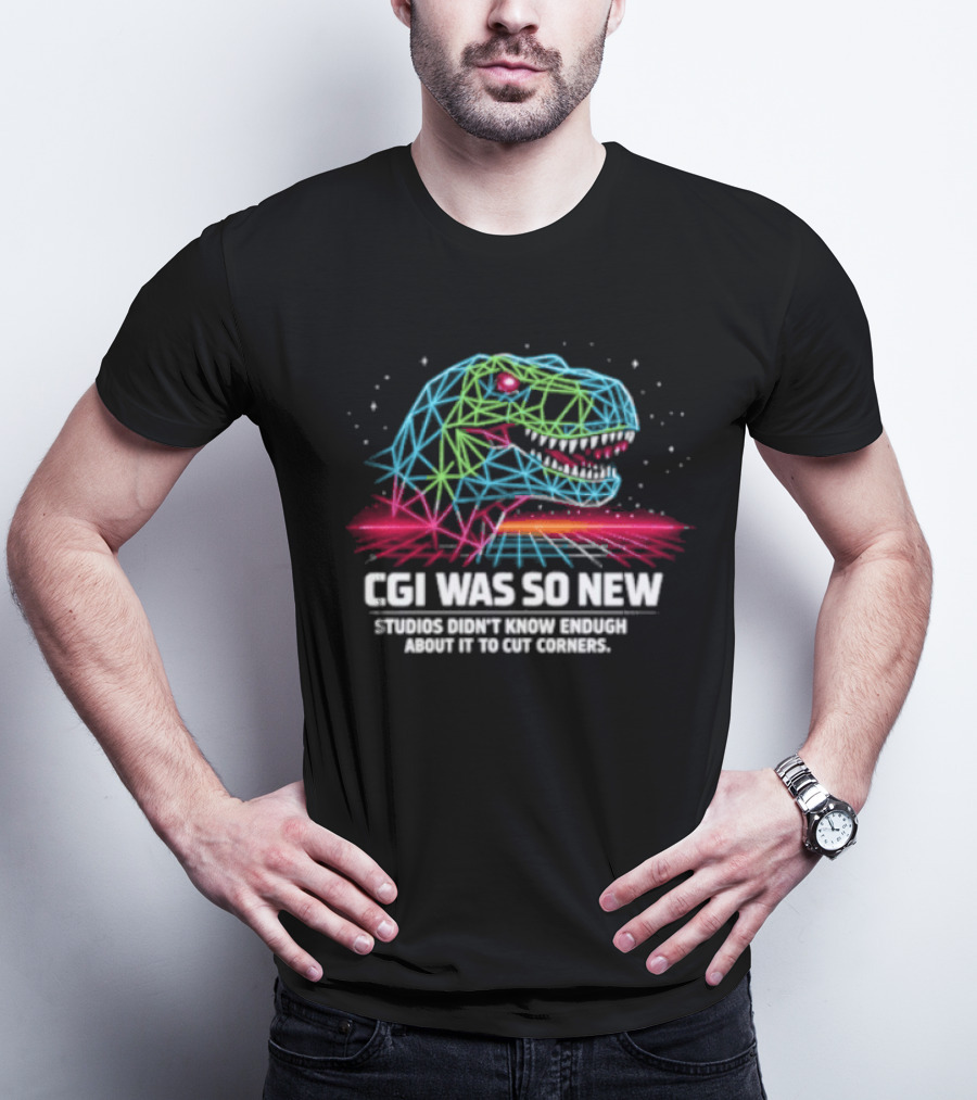 CGI Was So New Studios Didn't Know Enough About It To Cut Corners Dinosaur Triangles And Lines T-Shirt