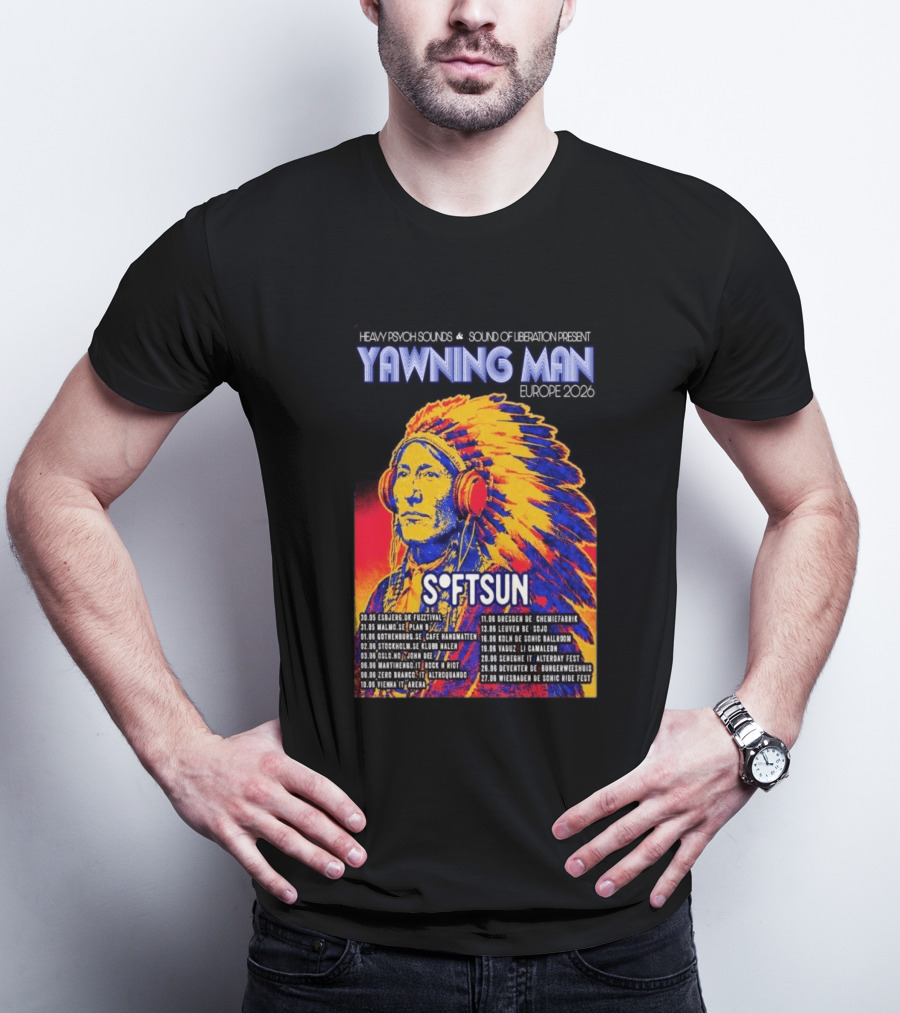 Heavy Psych Sounds Yawning Man Softsun Europe 2026 Tour T-Shirt