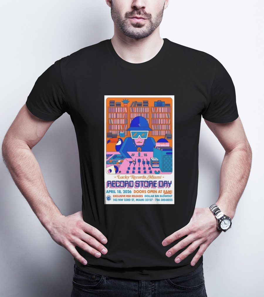 Lucky Records Miami Record Store Day April 18 2026 Exclusive RSD Releases Dollar Bin Blowout T-Shirt