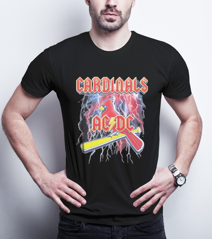 Cardinals AC DC Lightning Bat Baseball T-Shirt