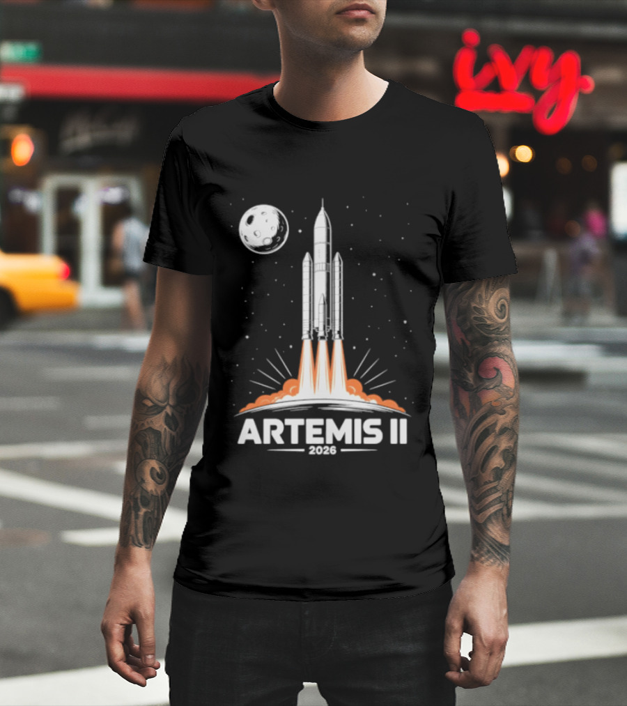 Artemis II 2026 Rocket Launch To The Moon With Spacecraft And Moon T-Shirt