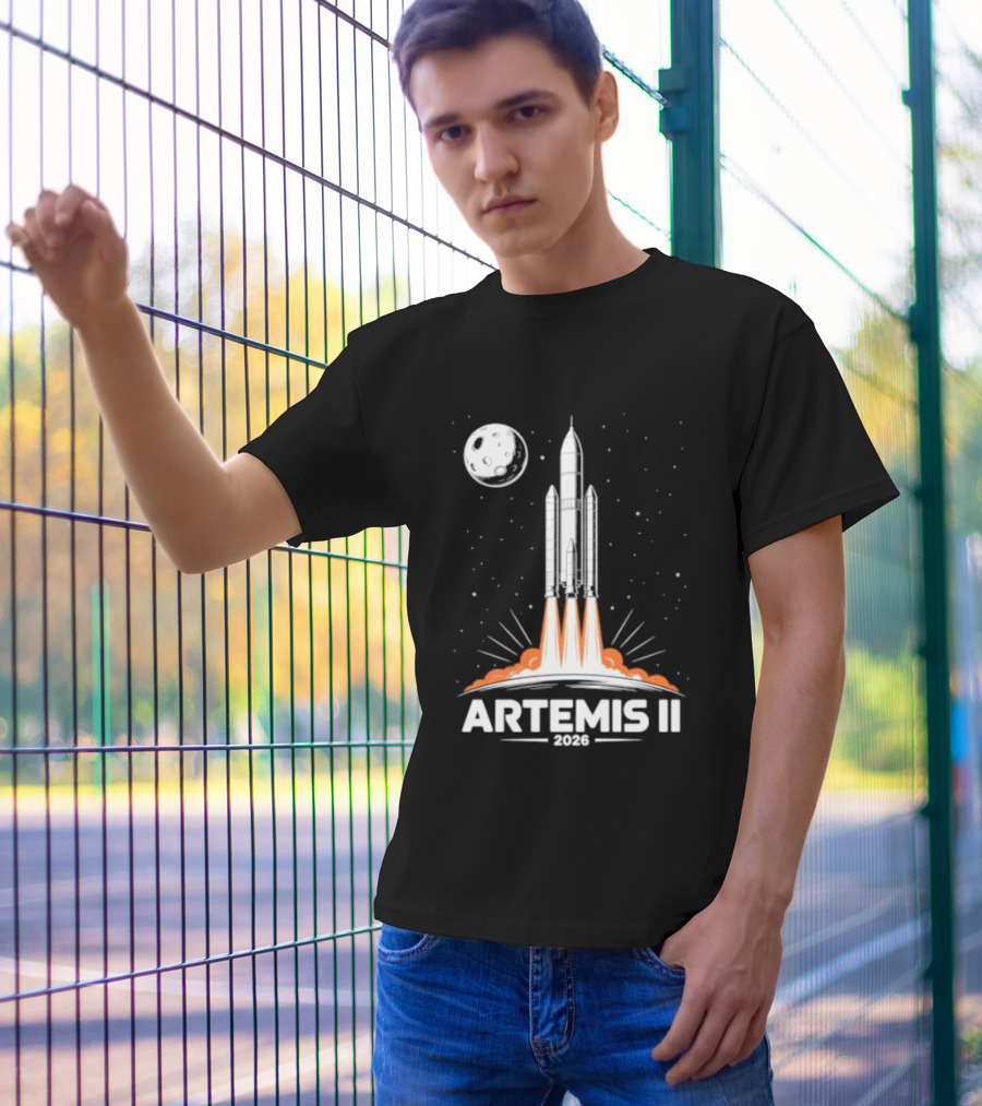Artemis II 2026 Rocket Launch To The Moon With Spacecraft And Moon T-Shirt