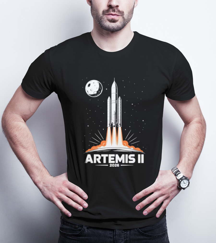Artemis II 2026 Rocket Launch To The Moon With Spacecraft And Moon T-Shirt