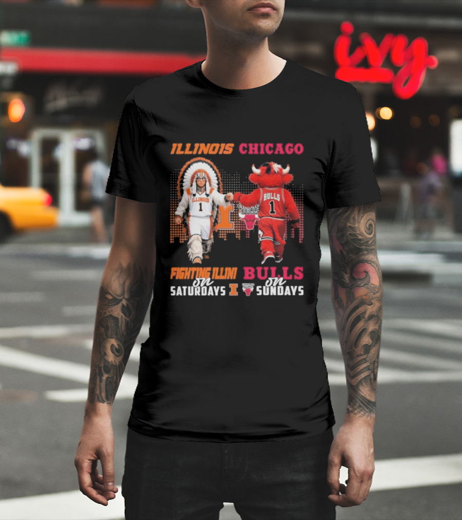 Illinois Fighting Illini On Saturdays Chicago Bulls On Sundays T-Shirt