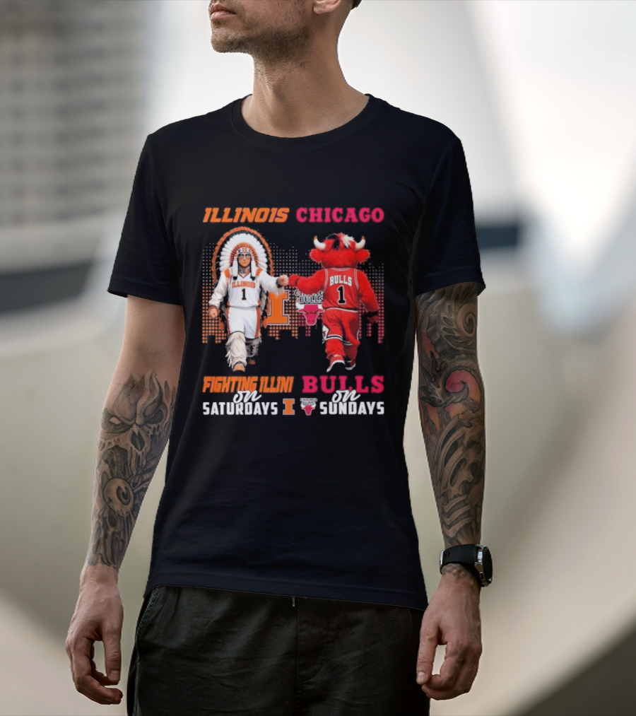 Illinois Fighting Illini On Saturdays Chicago Bulls On Sundays T-Shirt