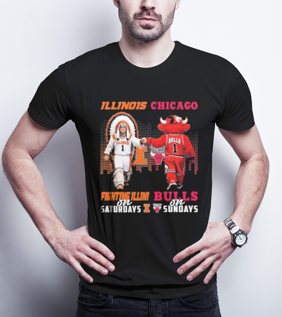 Illinois Fighting Illini On Saturdays Chicago Bulls On Sundays T-Shirt
