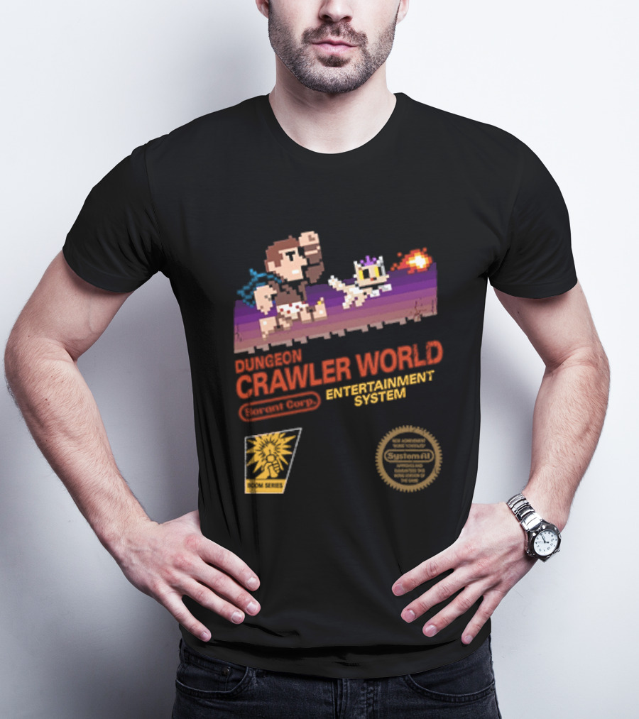 Dungeon Crawler World Entertainment System Pixel Adventure Quest Retro Game T-Shirt