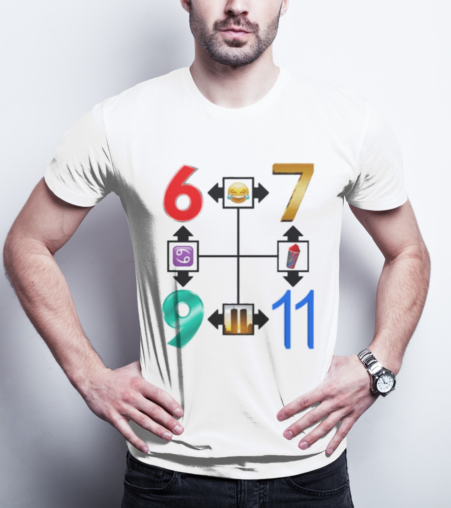 67 69 9 11 Emoji Directional Symbols With Laughing Face Crying Tears T-Shirt