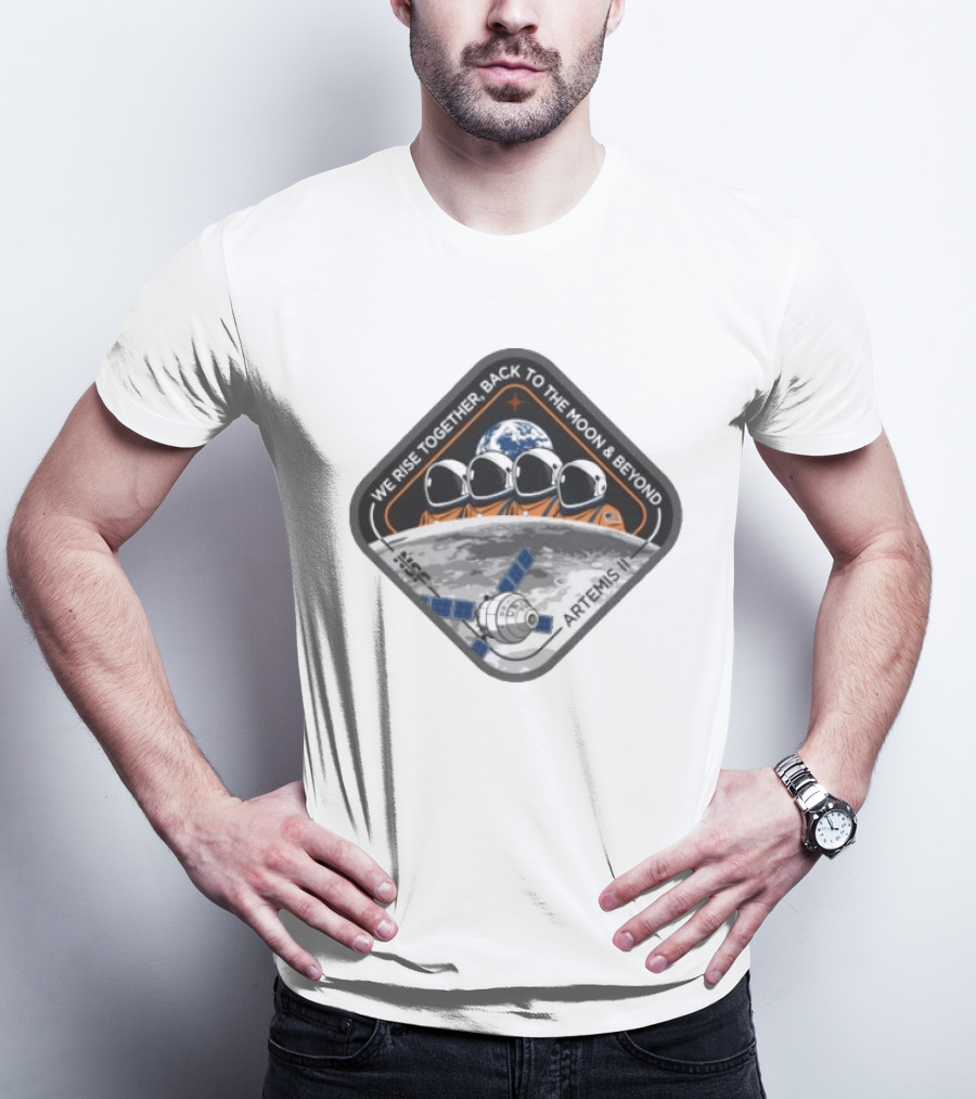 Artemis II We Rise Together Back To The Moon And Beyond Astronauts And Earth T-Shirt