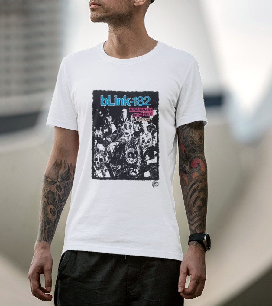 Blink 182 Missionary Impossible 2025 Tour Horror Rabbit Surrealist Band T-Shirt
