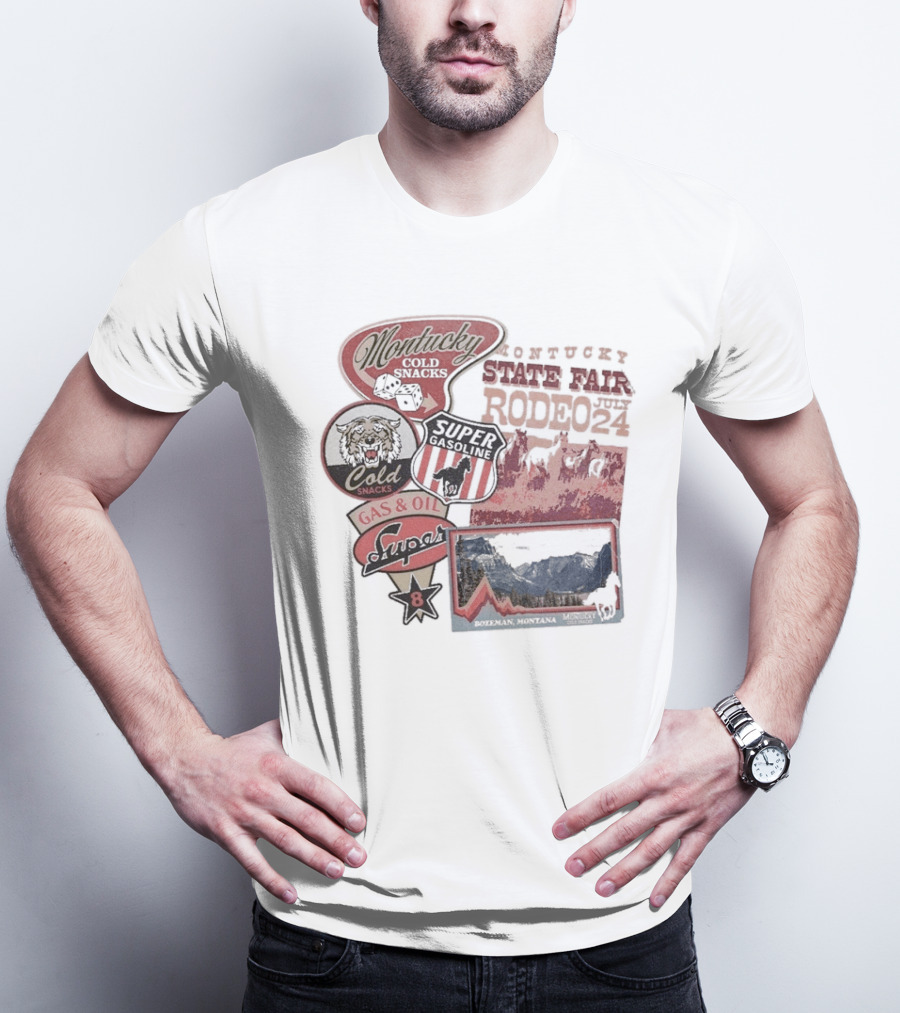 Montucky Cold Snacks Super Premium Lager Gas Oil Rodeo Signs T-Shirt