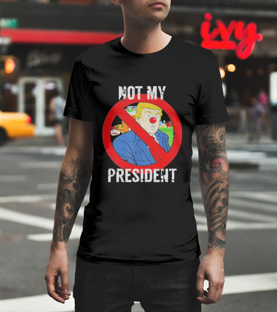 Not My President Trump Clown Red Circle T-Shirt