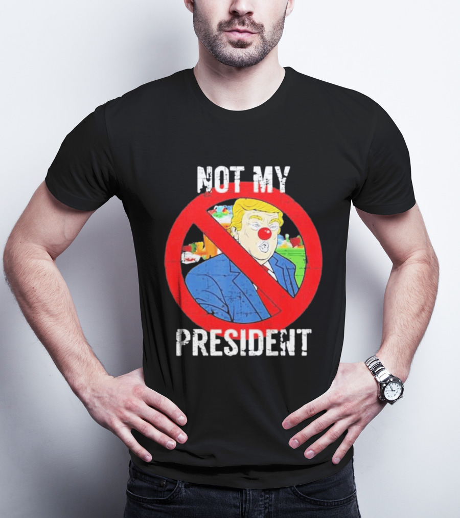 Not My President Trump Clown Red Circle T-Shirt