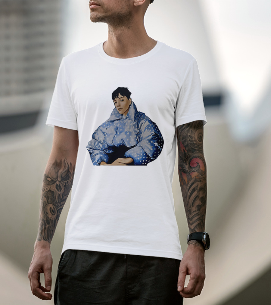Lily Allen West End Girl Blue Polka Dot Puffer Jacket Style Fashion T-Shirt