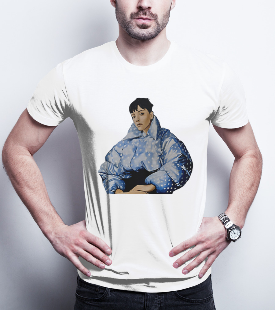 Lily Allen West End Girl Blue Polka Dot Puffer Jacket Style Fashion T-Shirt