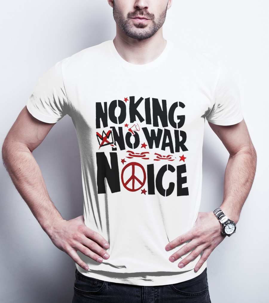 No King No War Peace Symbol Chain And Crown T-Shirt