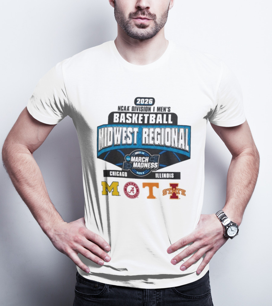 2026 NCAA DI Men's Basketball Midwest Regional Chicago Illinois March Madness Mizzou Dayton Tenn Iowa State T-Shirt