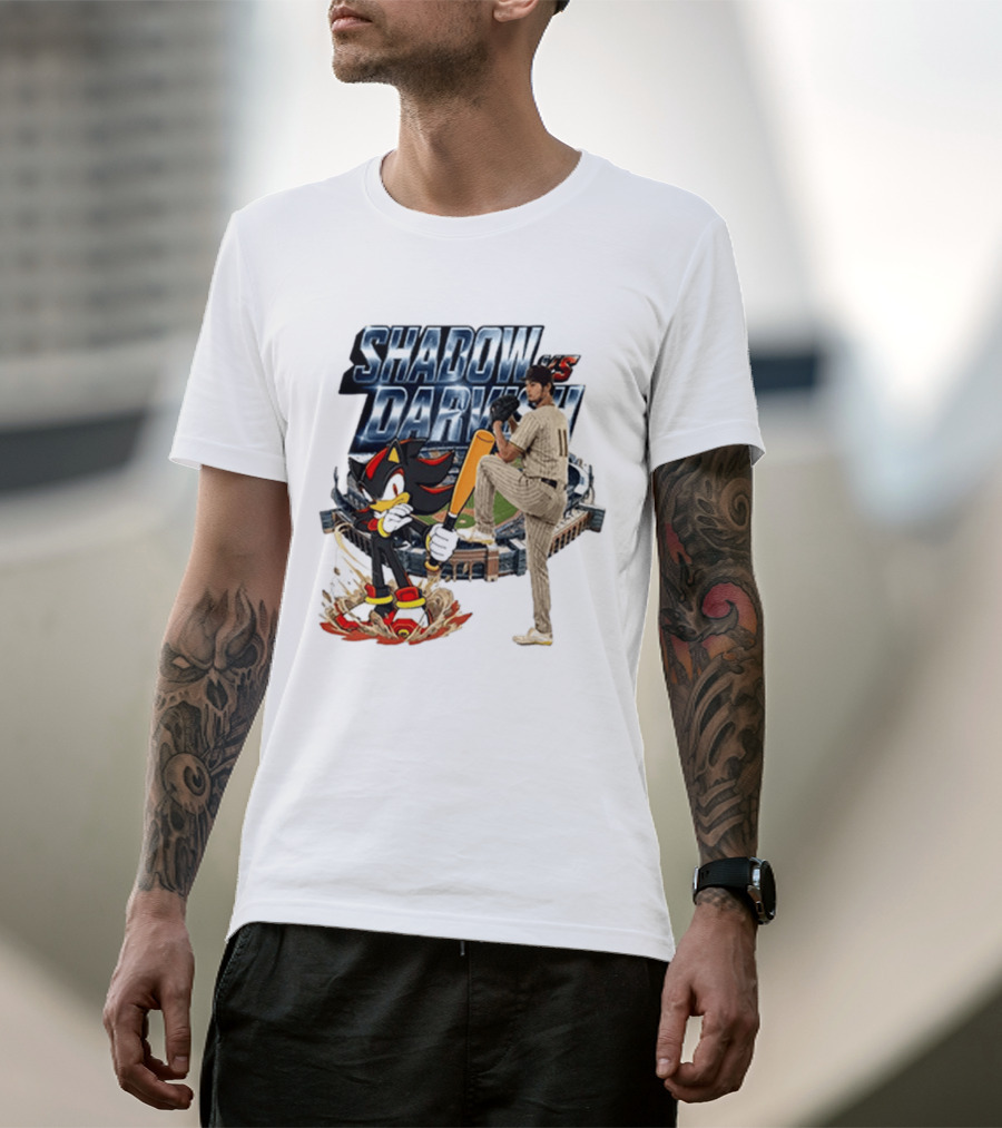 Shadow Vs Darvish Baseball Showdown With MLB Stadium And Hedgehog T-Shirt