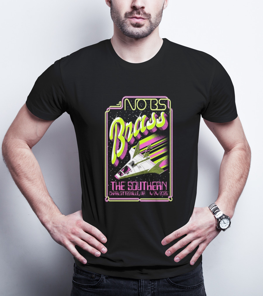 No BS Brass Band The Southern Charlottesville VA 4/24/2026 Retro Sci Fi Rocket T-Shirt